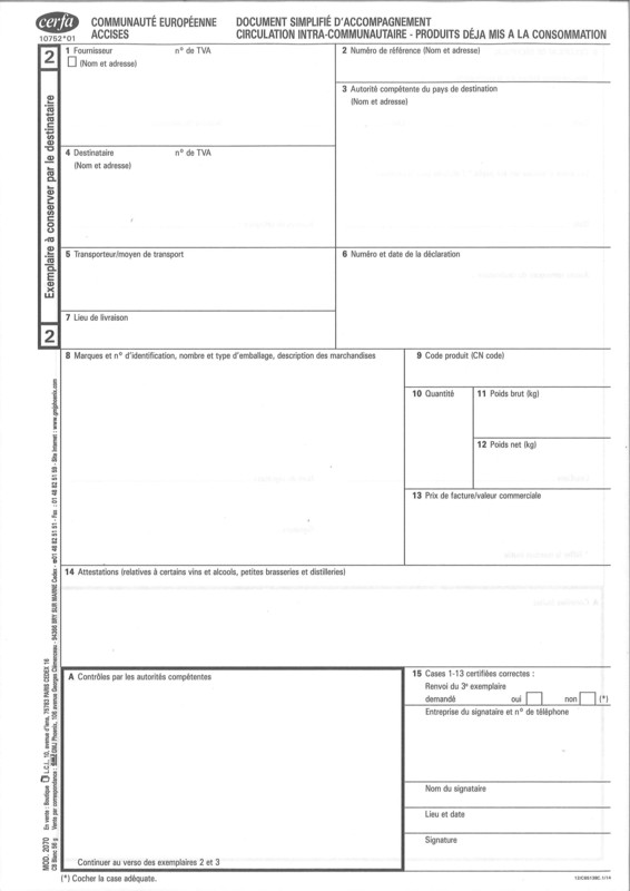 Document Simplifié d'Accompagnement - CERFA 10752*01 - Papeterie Gouchon